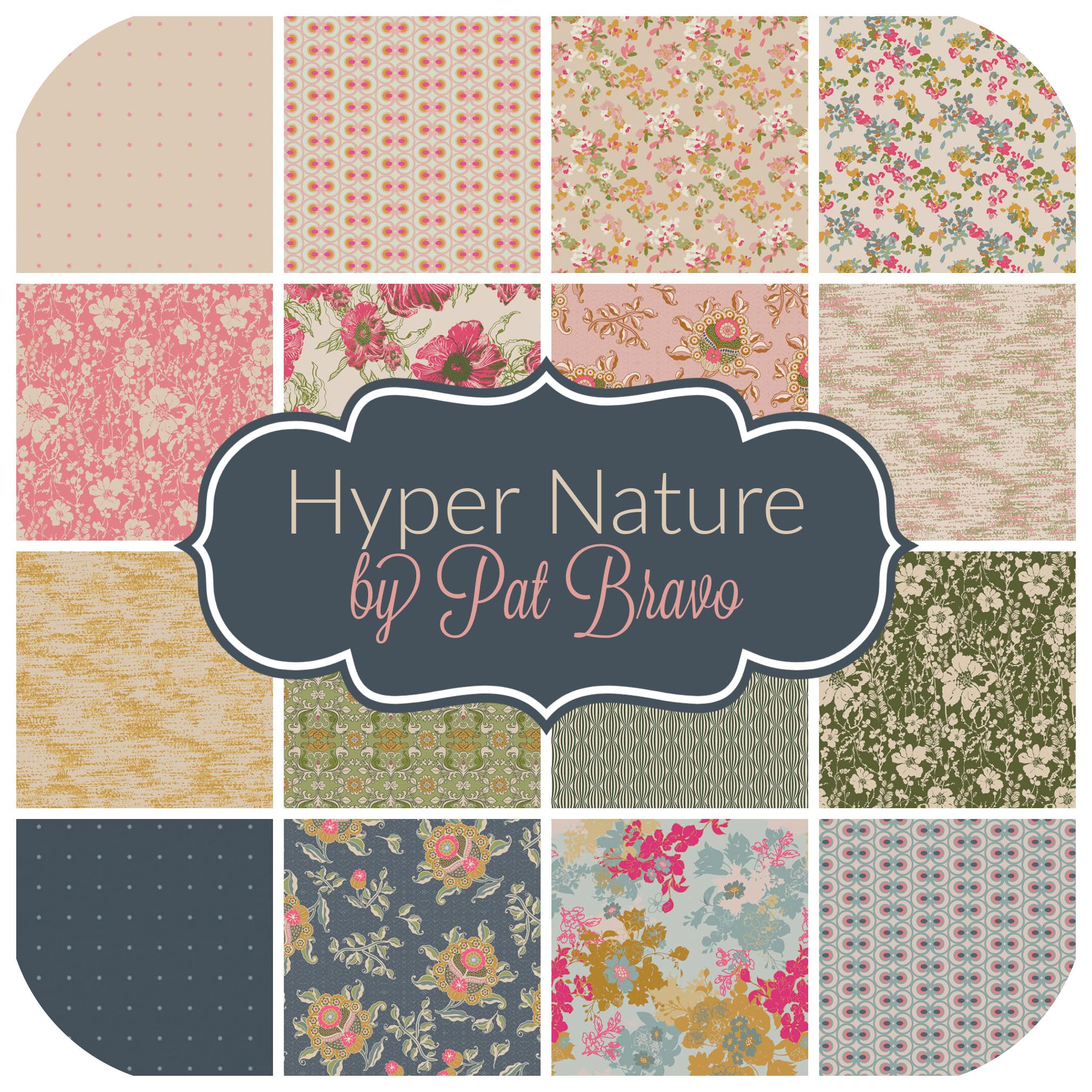 Hyper Nature Fat Quarter Bundle (16 Pieces) by Pat Bravo for Art Gallery 18 x 21 inches (45.72 cm x 53.34 cm) Fabric cuts DIY Quilt Fabric
