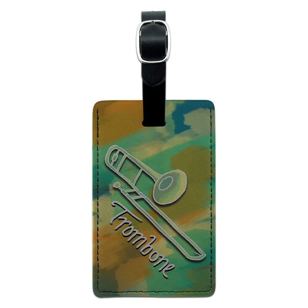 Trombone - Musical Instrument Music Brass Leather Luggage ID Tag Suitcase