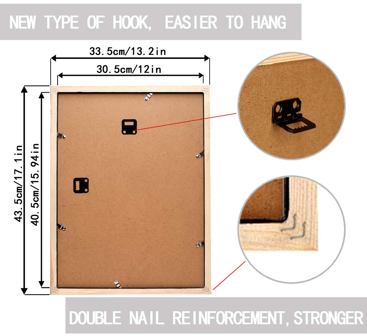 IOOSTAR 12x16 Diamond Painting Picture Frame ,Display Pictures 10 x 14 inch/25x35 cm with Mat or 12 x 16 inch/30x40 cm Without Mat, Diamond Art Photo Frame Natural Solid Wood Color (YNCK0021)