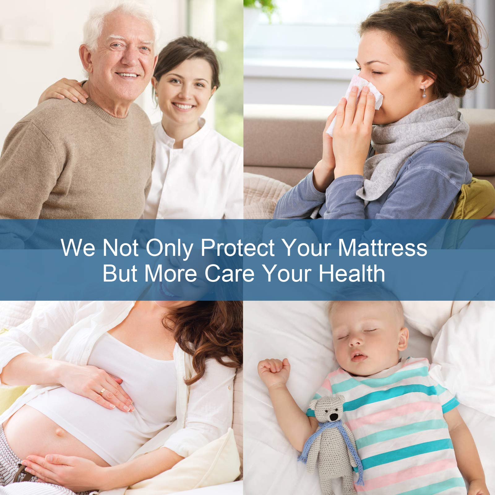 Full Size Mattress Protector Waterproof, Breathable & Noiseless Full Mattress Pad Cover Quilted Fitted with Deep Pocket Strethes up to 14" Depth (54"x 75")