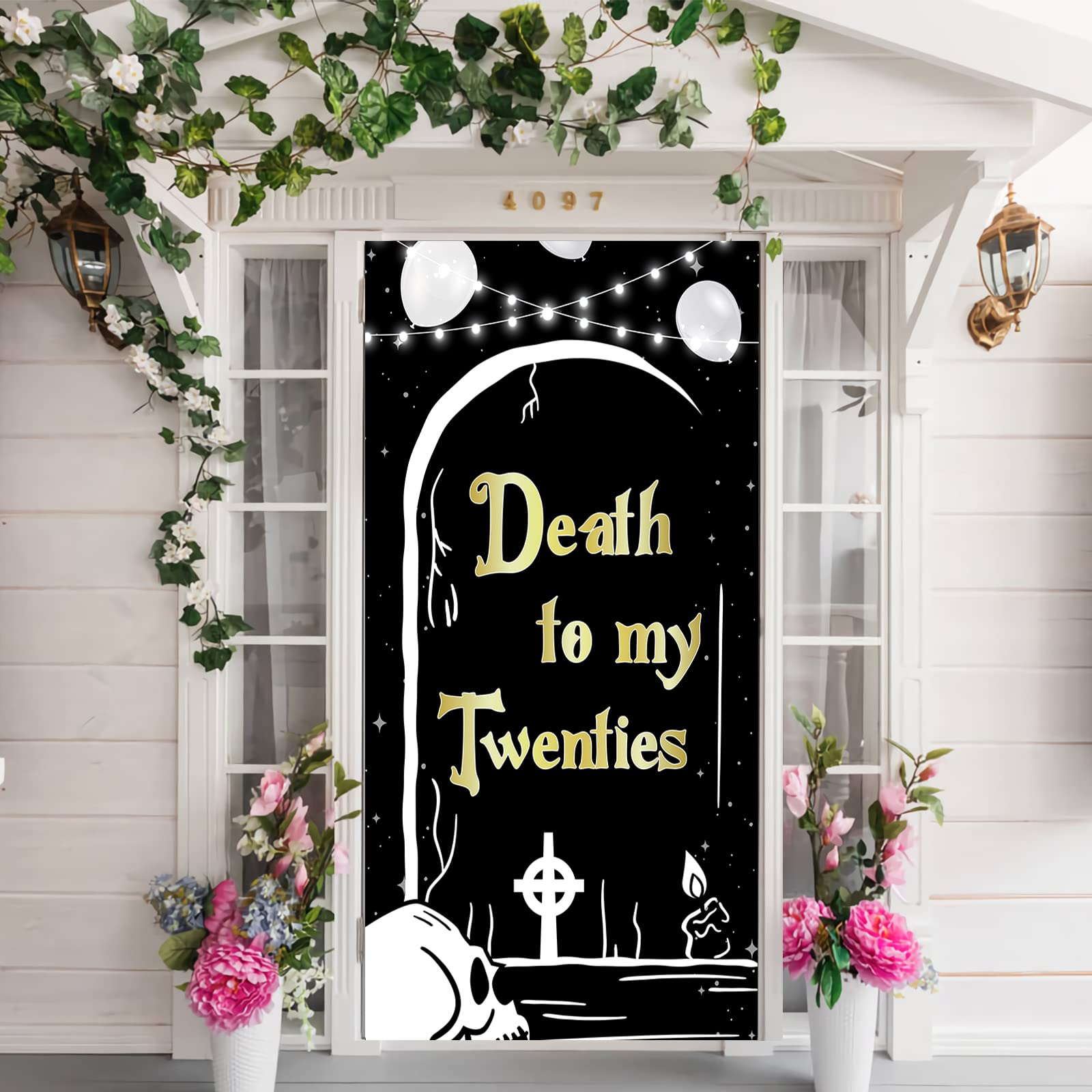 INNORU Death to My Twenties Door Banner Decor, Happy 30th Birthday Party Decor, RIP to My 20s Party Photo Booth Backdrop Background Supplies