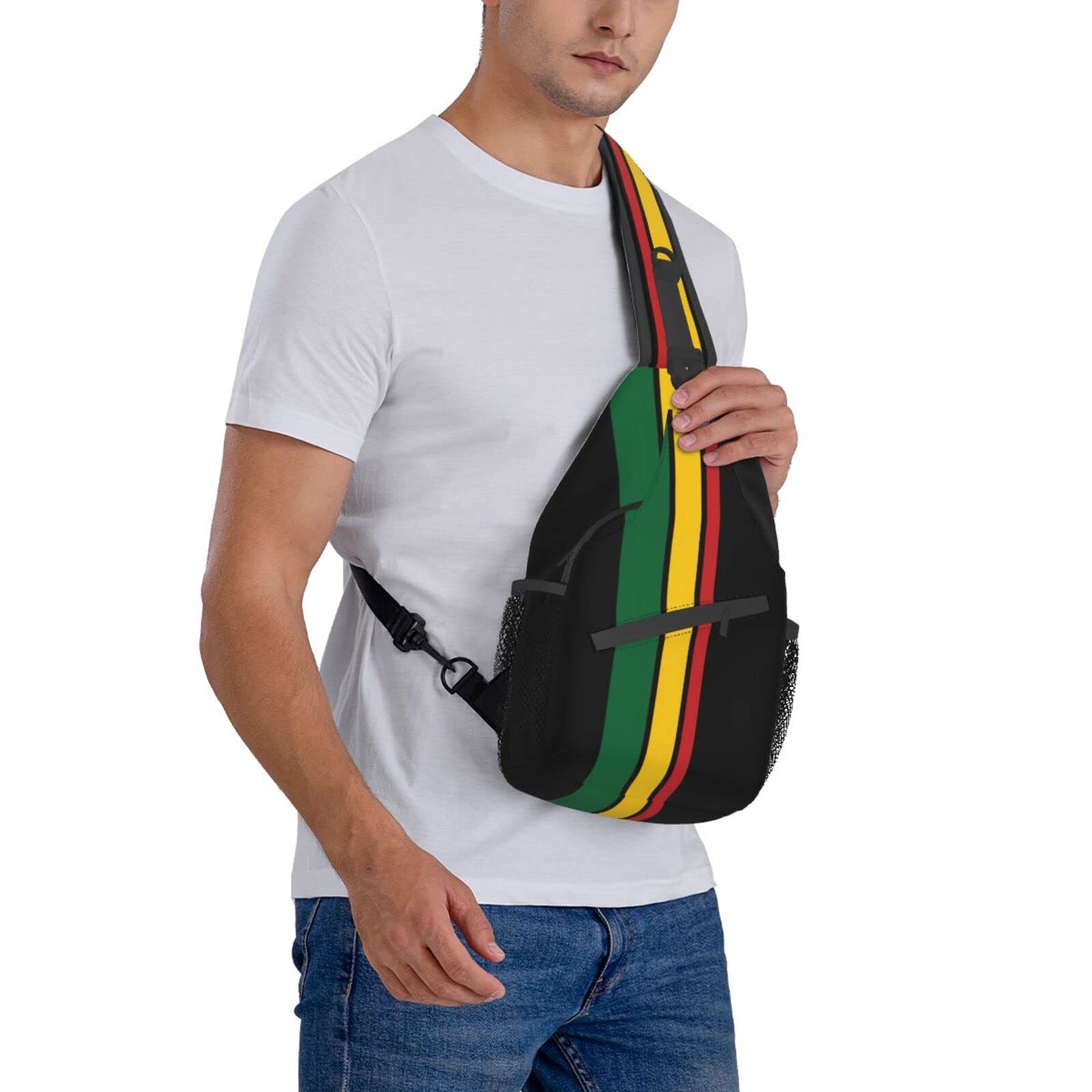 Gelxicu Vintage Jamaican Flag Sling Backpack Travel Hiking Daypack Cute Jamaica Flag Crossbody Shoulder Bag
