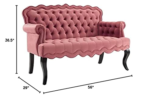 Modway Viola Tufted Velvet Modern Chesterfield Style Settee Loveseat In Dusty Rose