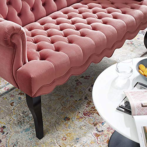 Modway Viola Tufted Velvet Modern Chesterfield Style Settee Loveseat In Dusty Rose
