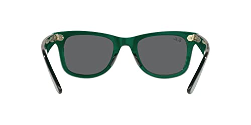 Ray-Ban RB2140 Original Wayfarer ColoRBlock Square Sunglasses, Transparent Green/Dark Grey, 50 mm