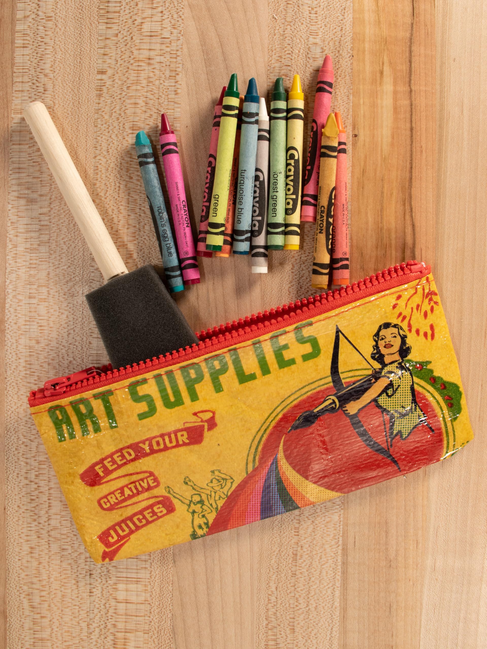 Blue Q Pencil Case, Art Supplies. Hefty Zipper, Sturdy and Easy-to-Rinse-Clean, 95% Recycled Material. Organize a Larger Bag -- Store Makeup, Chargers, Receipts, Pencils. 4.25"h x 8.5"w