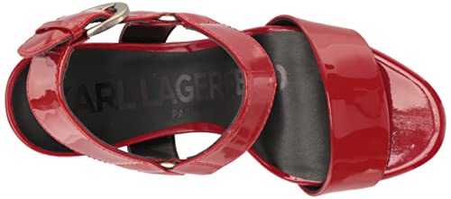 Karl Lagerfeld Paris Women's Cieone Ankle Strap Dress Heeled Sandal, Engine Red, 8