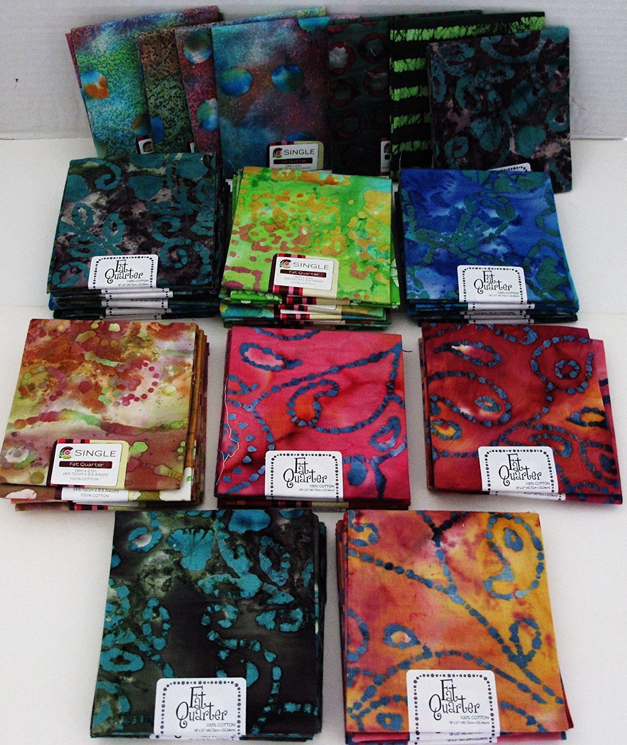 10 Batik Fat Quarters 100% Cotton Fabric