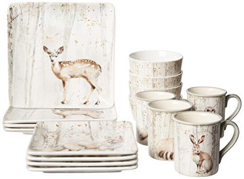 Certified International Corp A Woodland Walk 16 Piece Dinnerware Set, Service for 4, Multicolor