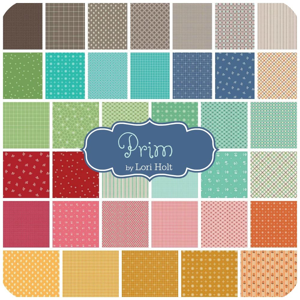 Prim Fat Eighth Bundle (40 Pieces) by Lori Holt for Riley Blake 9 x 21 inches (22.86 cm x 53.34 cm) Fabric cuts DIY Quilt Fabric