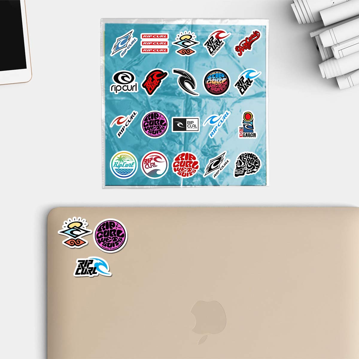 20 PCS Stickers Pack Rip Aesthetic Curl Vinyl Colorful Waterproof for Water Bottle Laptop Bumper Car Bike Luggage Guitar Skateboard