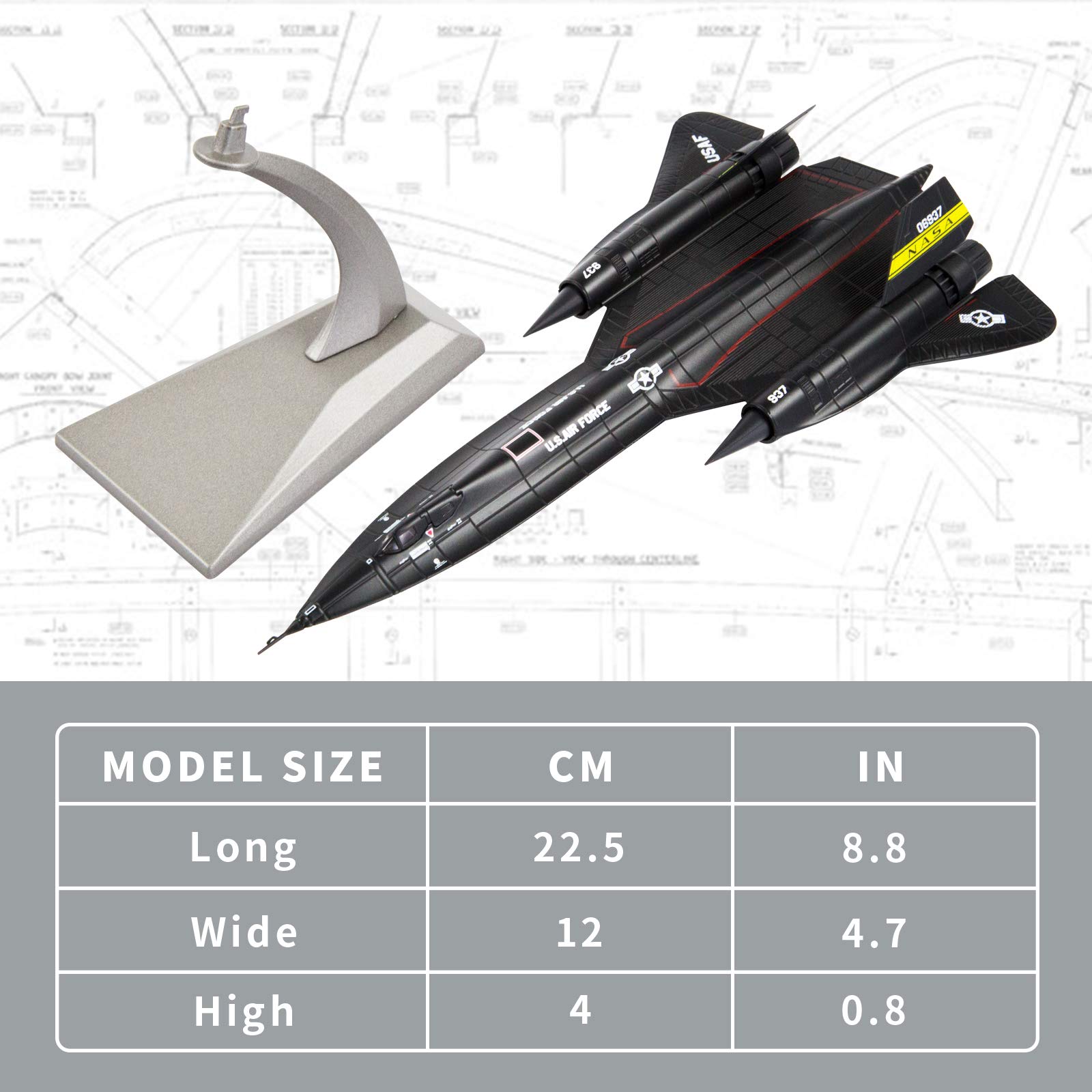 Lose Fun Park 1:144 SR 71 Blackbird Plane Model Diecast Military Fighter Attack Airplane Models Aircraft with Stand