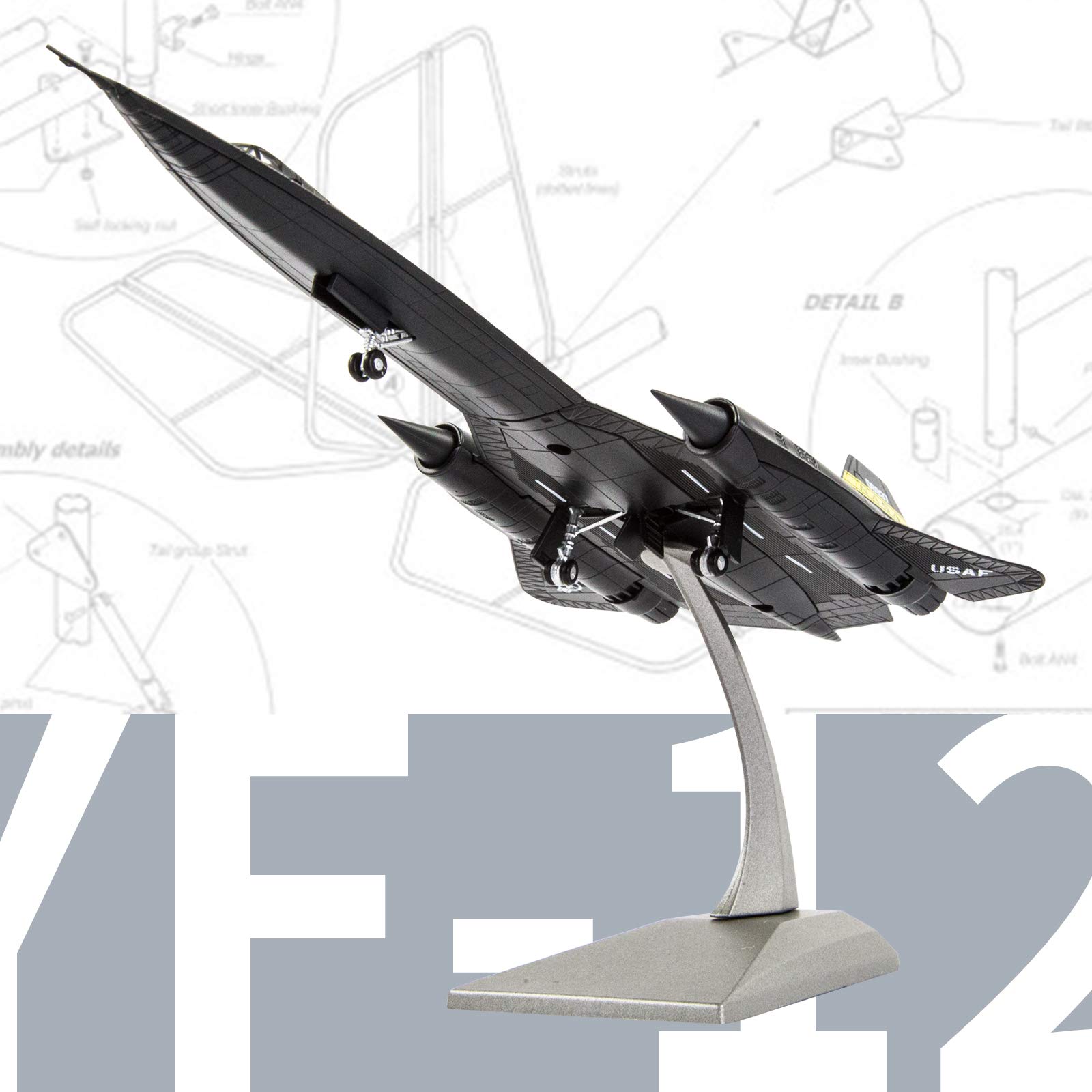 Lose Fun Park 1:144 SR 71 Blackbird Plane Model Diecast Military Fighter Attack Airplane Models Aircraft with Stand