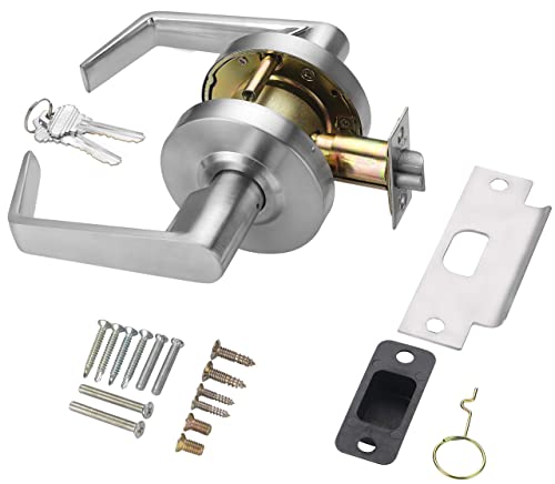 LYNN HDWR Heavy Duty Commercial Cylindrical Lever Door Lock (Storeroom Function, Satin Chrome, 26D) Non-Handed, Grade 2 Industrial Door Handle - UL 3 Hour Fire Rated & ADA Compliant