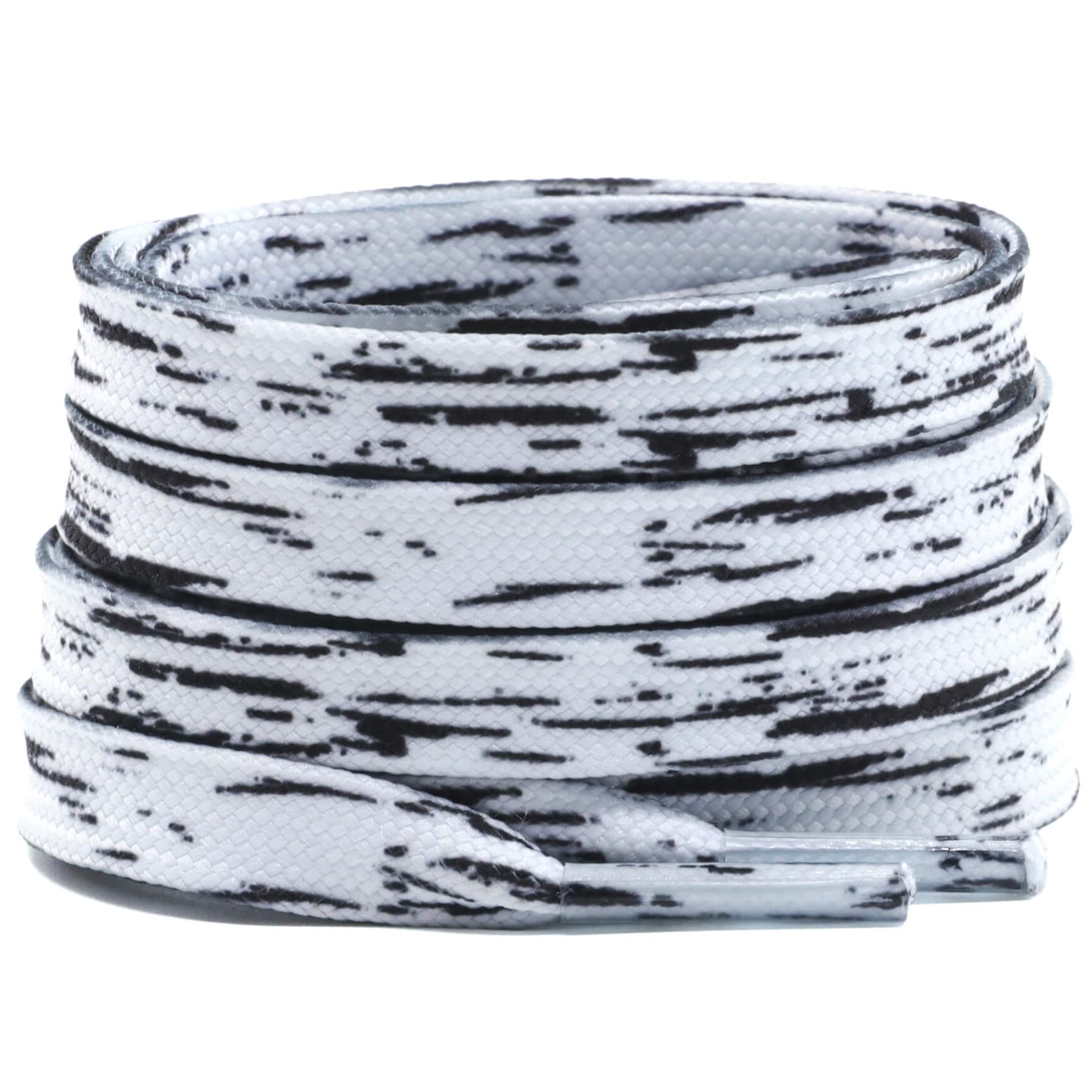DELELE Flat Graffiti Shoe Laces: White Black Art Print Sneakers Shoelaces 2 Pair 47 inch