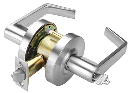 LYNN HDWR Heavy Duty Commercial Cylindrical Lever Door Lock (Storeroom Function, Satin Chrome, 26D) Non-Handed, Grade 2 Industrial Door Handle - UL 3 Hour Fire Rated & ADA Compliant