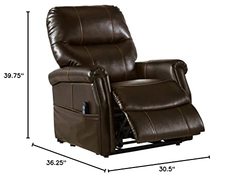 Signature Design by Ashley Markridge Faux Leather Modern Electric Power Lift Recliner for Elderly, Brown