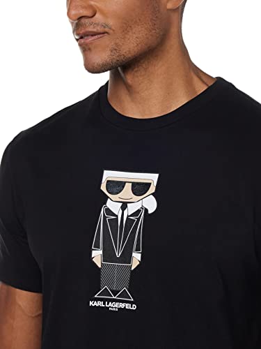 Karl Lagerfeld Paris mens Kocktail Karl Short Sleeve Crew Neck T-shirt T Shirt, Black, Medium US