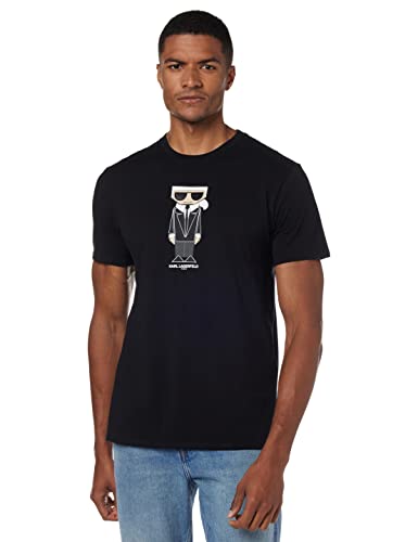 Karl Lagerfeld Paris mens Kocktail Karl Short Sleeve Crew Neck T-shirt T Shirt, Black, Medium US