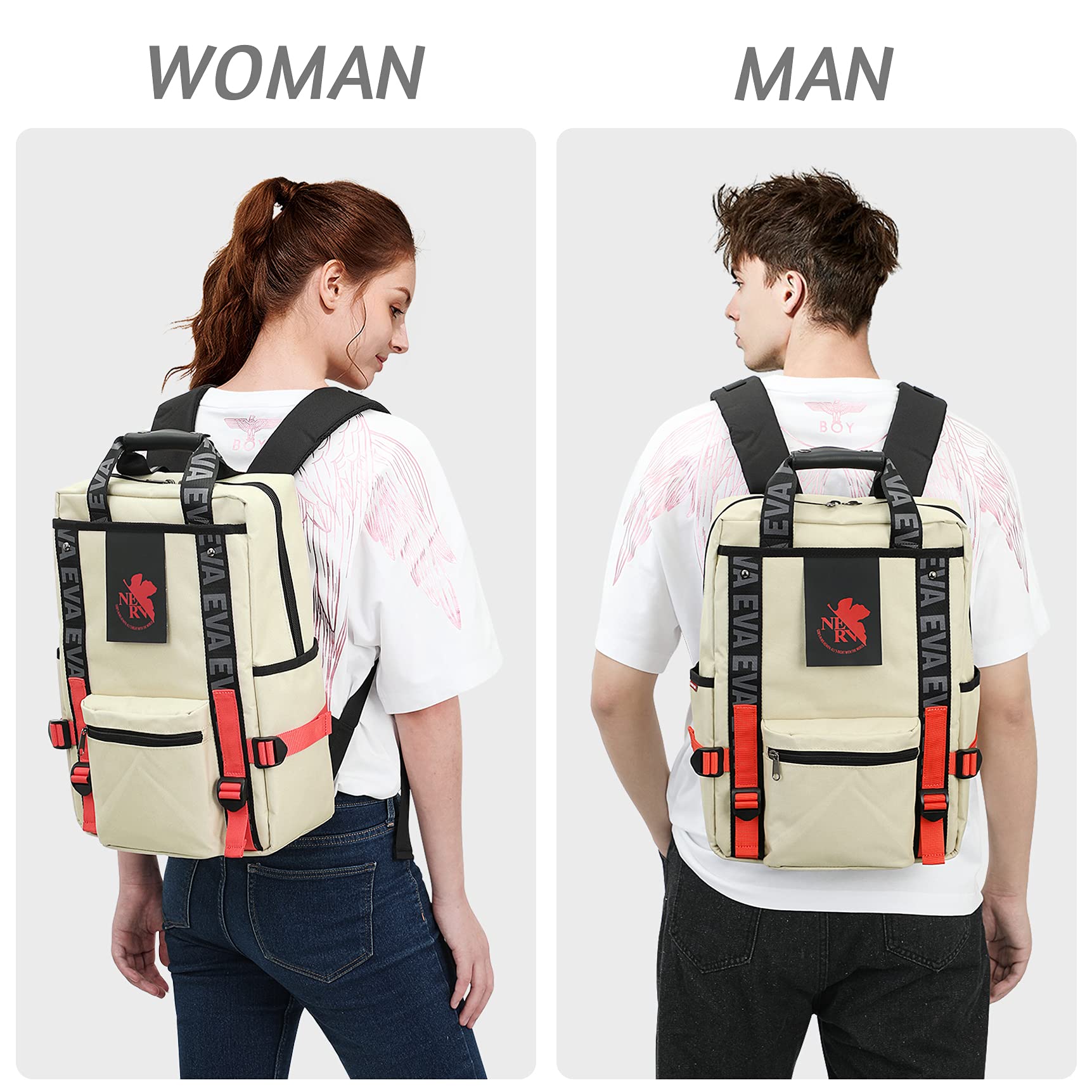 FIREFIRST Evangelion Travel Laptop Backpack,Ruck Sack With Symbol Tag,Water Resistant College School Daypack