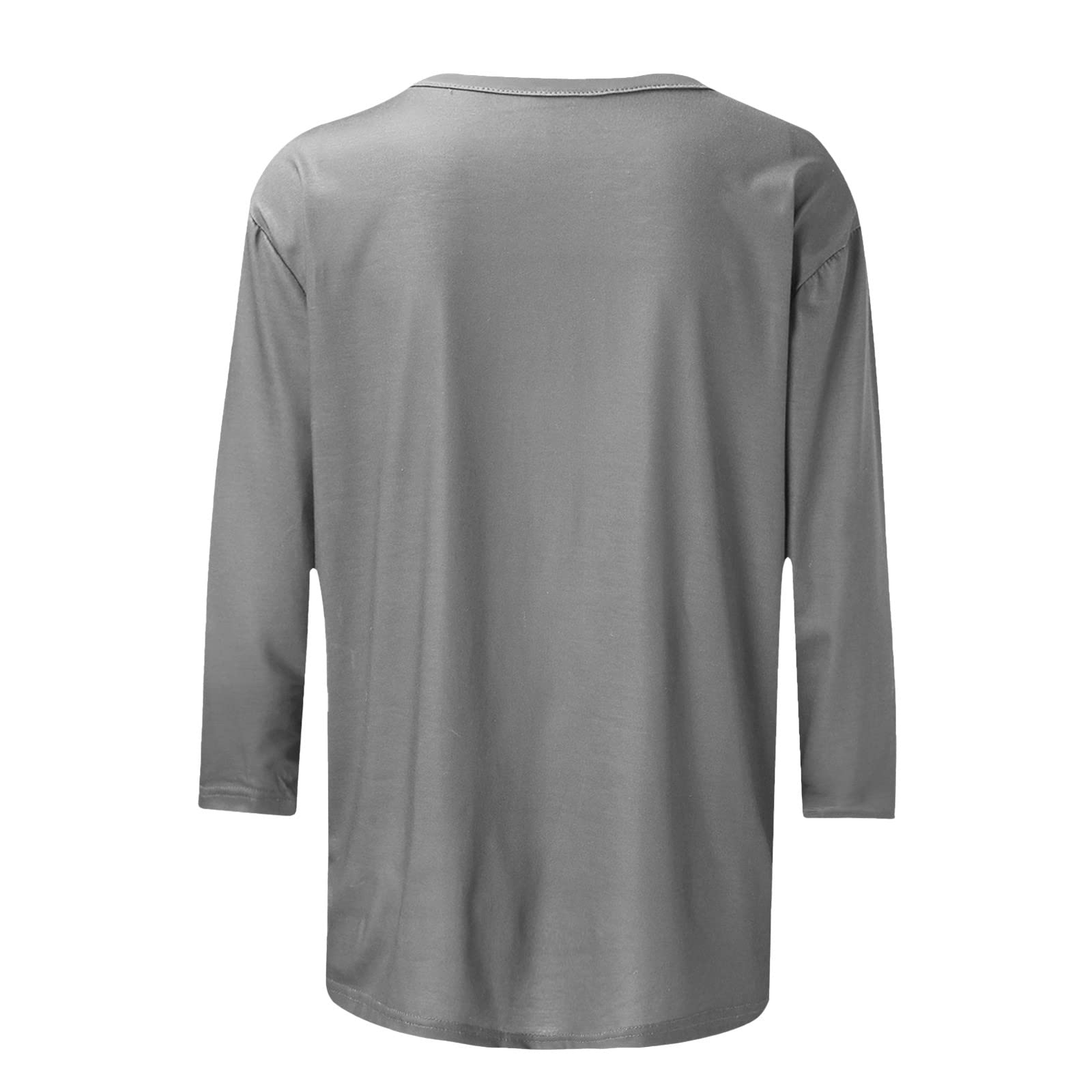 Womens Summer Tops Women 3/4 Length Sleeve Comfy Tops Blouse Simple Solid Color Shirts Blouses Trendy Loose Fit Casual Tshirts Gray M