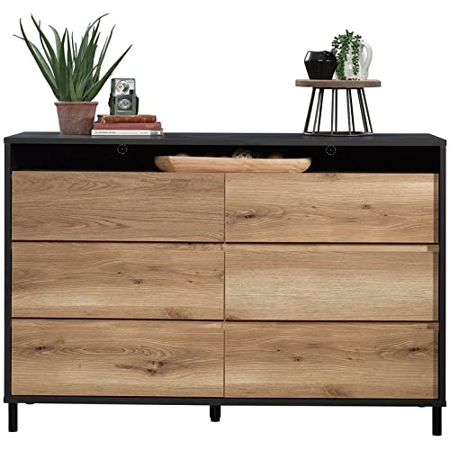 Sauder Acadia Way Modern 6-Drawer Dresser in Raven Oak, Raven Oak Finish
