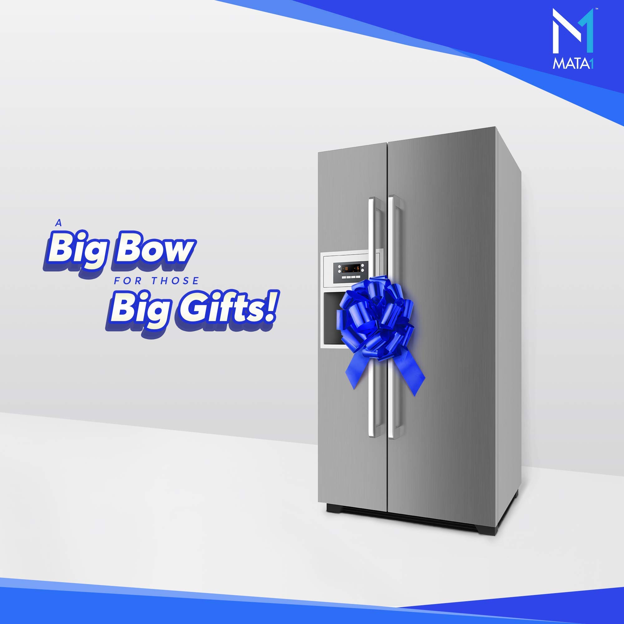 Mata1 Big Car Bow (Blue, 18 inch) Giant Gift Bows, Big Bow for Car, Gift Bow, Big Blue Bow, Large Car Bow, Big Gift Bow, Car Pull Bow, New Car Bow, Huge Car Bows, Car Ribbon Bows
