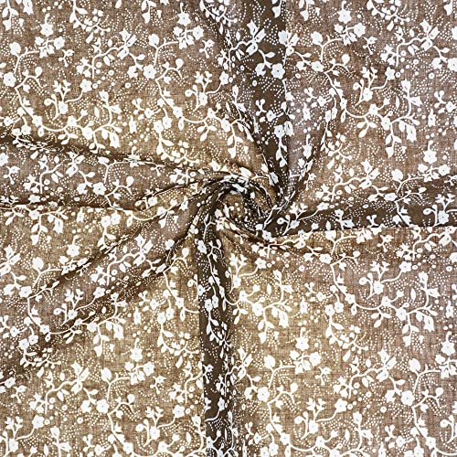 Pofik 7 pcs/lot Quilting Fabric Bundles,100% Cotton Fat Quarters Printed Craft Fabric, 20 x 20 inches (50cm x 50cm) Precut Squares Sheets for Patchwork DIY Craft Sewing (Brown)