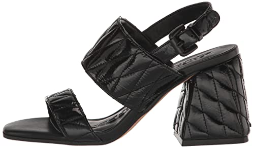 Karl Lagerfeld Paris Women's Sarina Open Toe Leather Heeled Sandal, Black Quilted, 8.5
