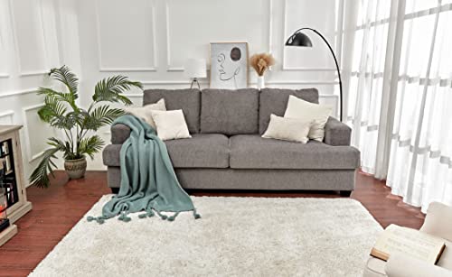 PaPaJet Sofa, Deep Seat Sofa-Contemporary Chenille Sofa Couch, 3 Seater Sofa for Living Room-Oversized Sofa, Grey Comfy Sofa