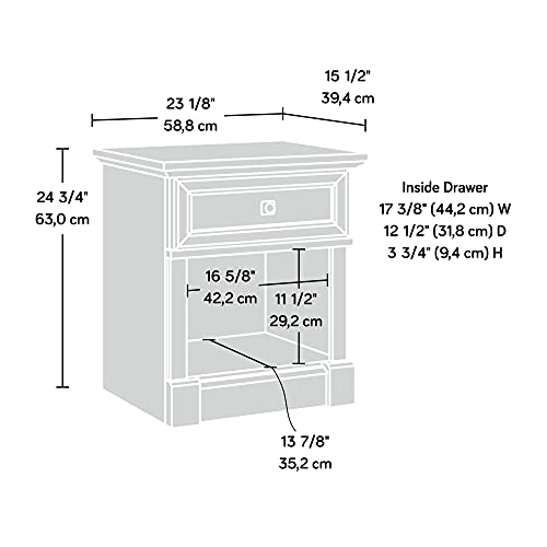 Sauder Palladia Night Stand, L: 23.15" x W: 15.51" x H: 24.8", Split Oak Finish