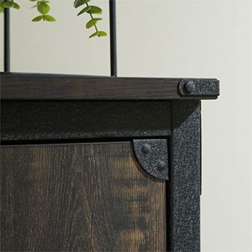 Sauder Steel River Industrial Hutch for Cabinet in Carbon Oak, Carbon Oak Finish