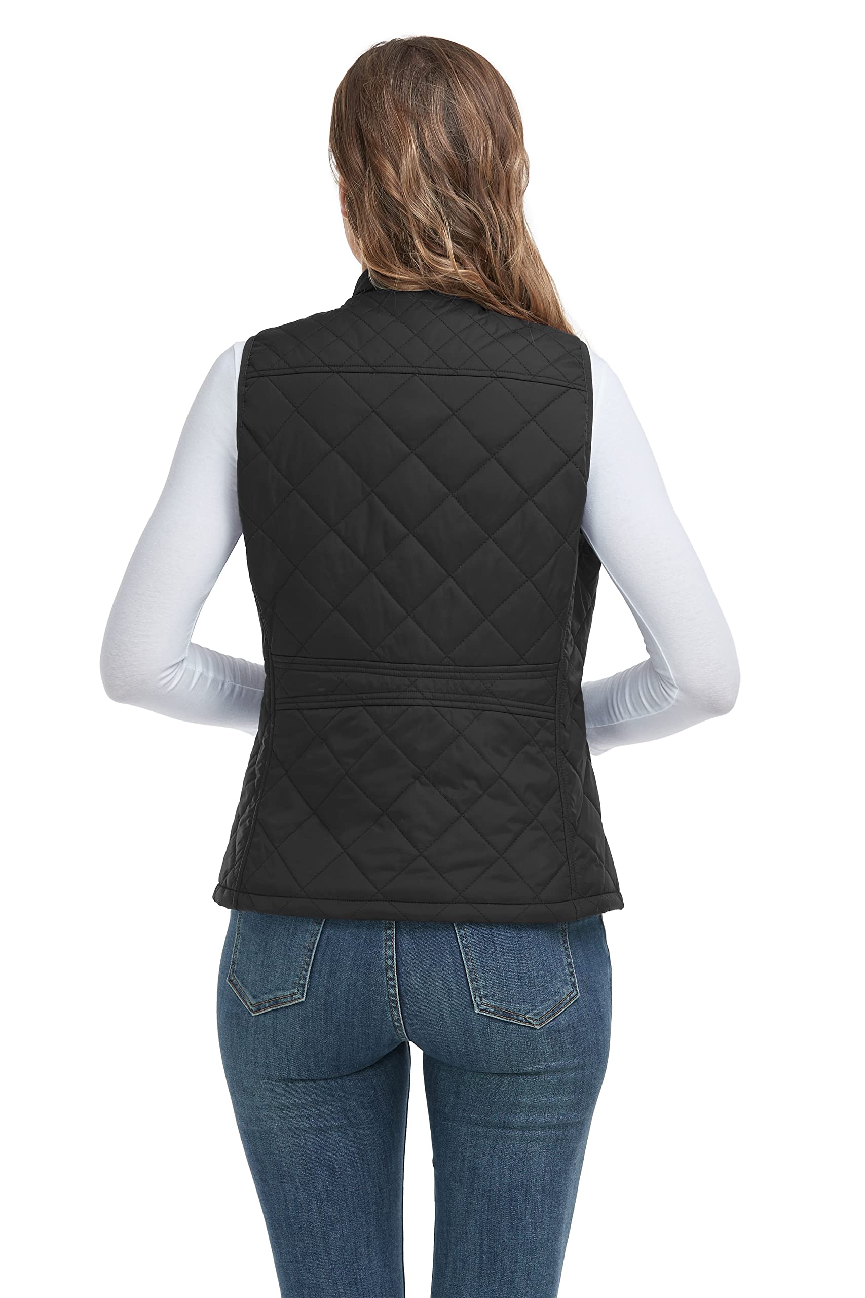 LONGKING 2025 Upgraded, Women's Outwear Vest With One Inner Pocket - Stand Collar Lightweight Zip Quilted Vest for Women