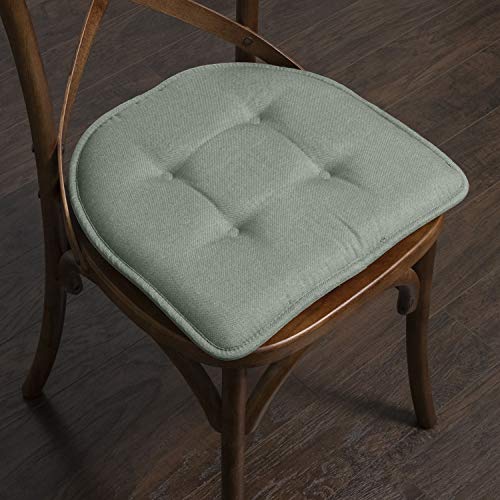 Sweet Home Collection Chair Cushion Memory Foam Pads Tufted Slip Non Skid Rubber Back U-Shaped 17" x 16" Seat Cover, 6 Count (Pack of 1), Scuba Green