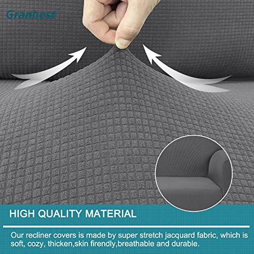Granbest 4 Piece Waterproof Sectional Cushion Cover for L Shape Sofa, Stretch Separate Cushion Chaise Lounge Cover Elastic Furniture Protector for Kids, Pets, Dogs(3 Seater+Chaise,LightGray)