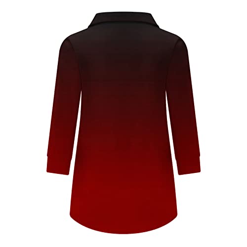 3/4 Sleeve Tops for Women Summer Solid Gradient Color V-Neck Shirts Blouse Empire Waist Loose Casual Trendy 2023
