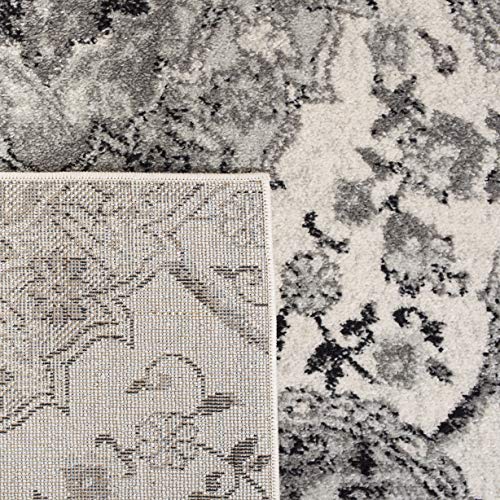 SAFAVIEH Madison Collection 9' x 12' Cream Silver MAD600D Boho Chic Glam Paisley Non-Shedding Living Room Bedroom Dining Home Office Area Rug