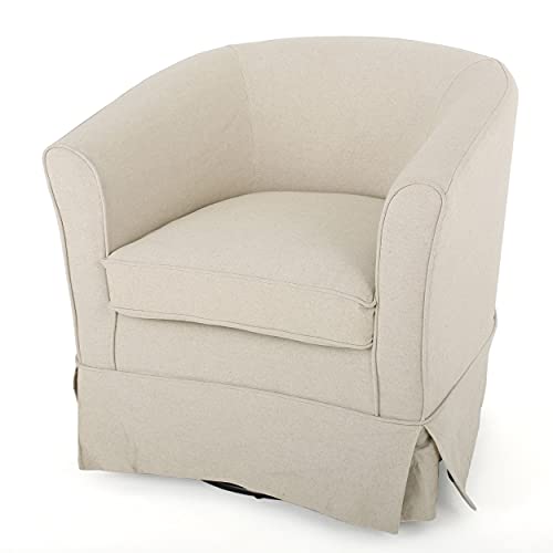 Christopher Knight Home Cecilia Swivel Chair with Loose Cover, Natural Fabric, Dimensions: 28.74āD x 27.50āW x 27.17āH