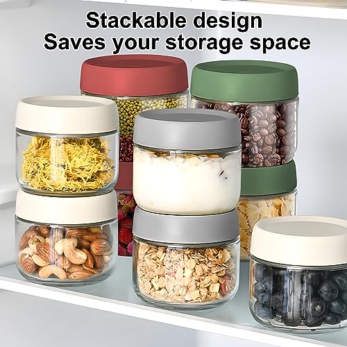 8 Pack 10oz Overnight Oats Containers With Lids, Reusable Leak Proof Wide Mouth Mason Jars For Fruit, Salad Dressing, Sauce, Cereal, Pasta, Sugar, Beans, Spice