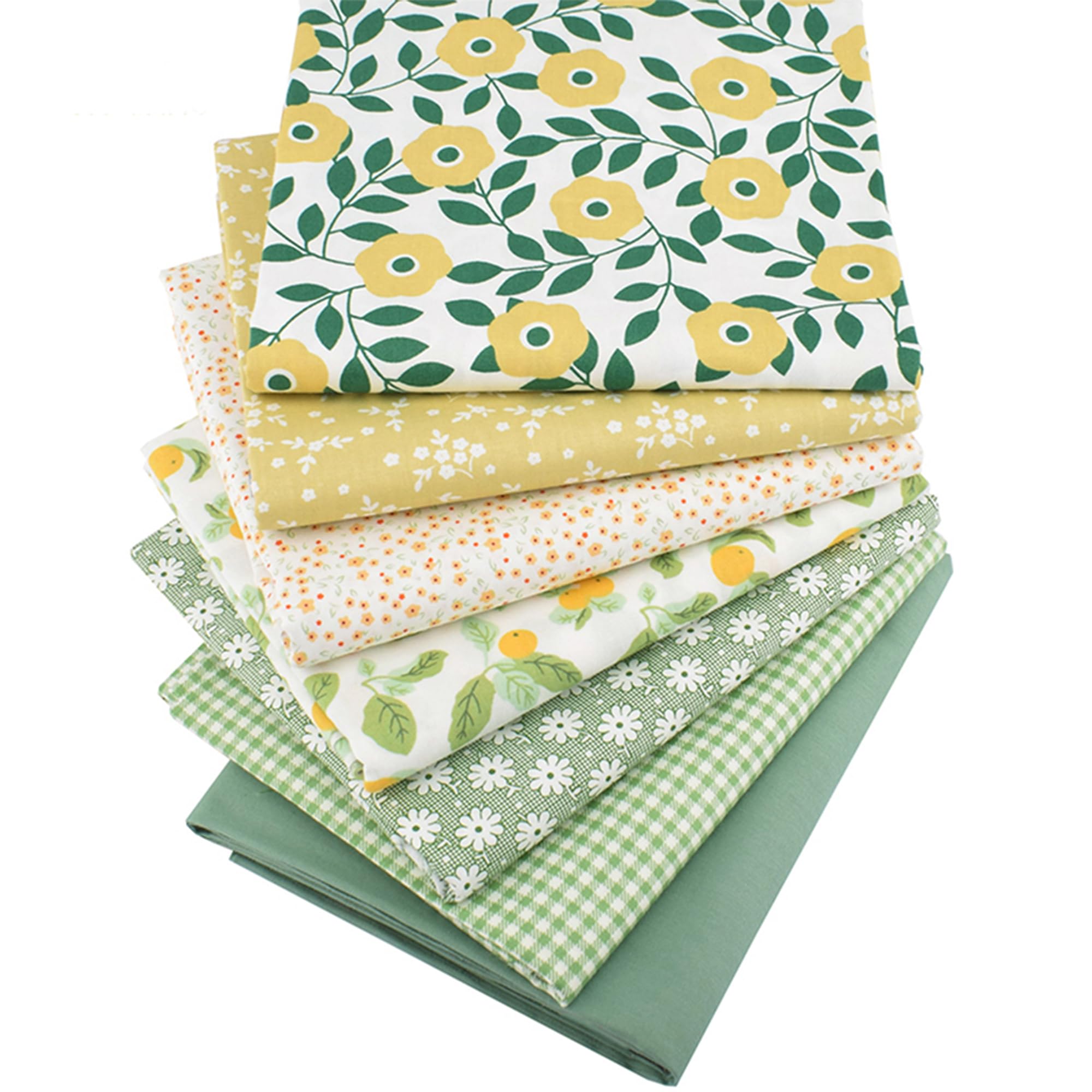 Hanjunzhao Fat Quarters Fabric Bundles,Print Floral Plaid Solid Quilting Fabric for Sewing Crafting,18 x 22 inches