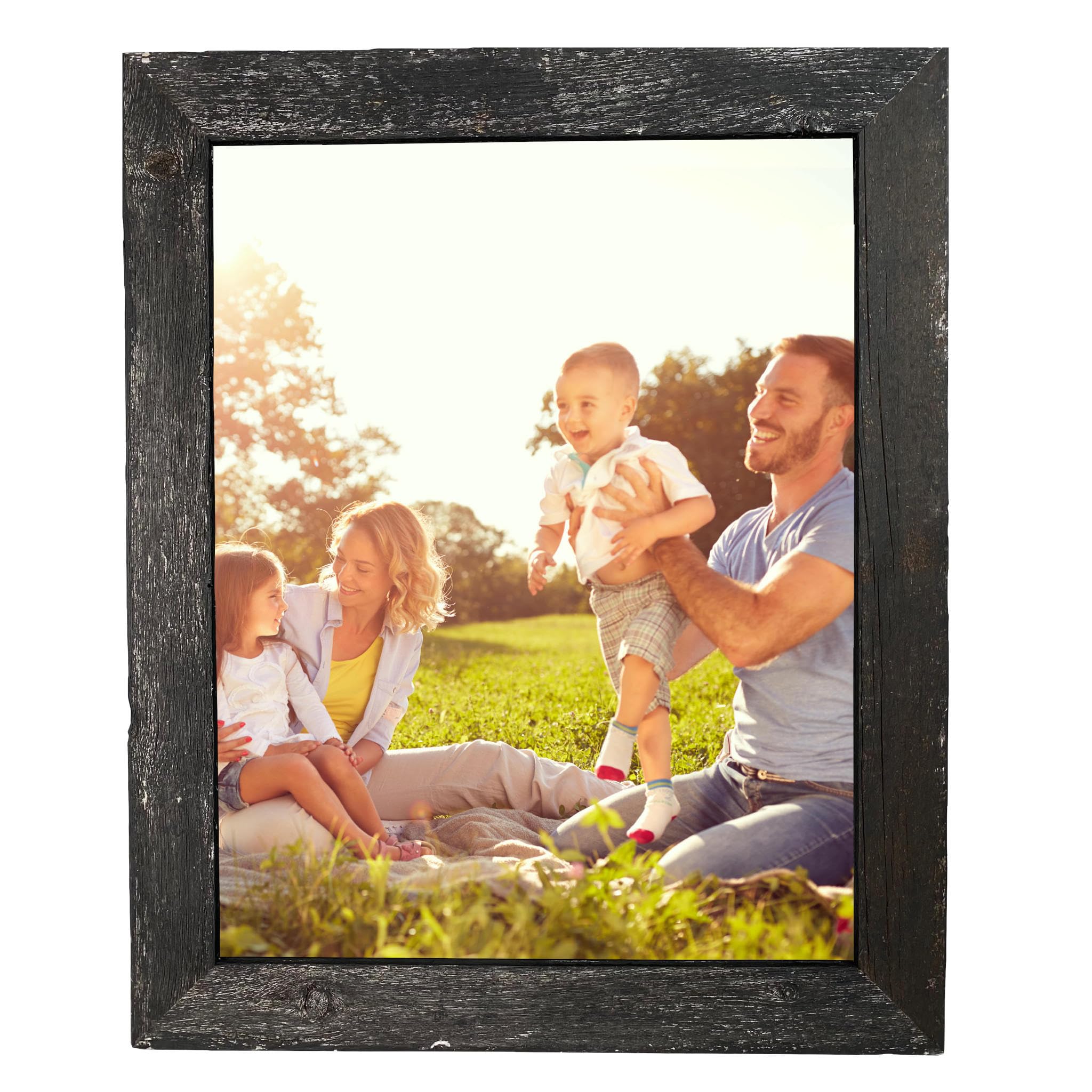 BARNWOODUSA Farmhouse 16x20 Picture frame 1 1/2 inch Molding 100% Reclaimed Wood Rustic Smokey Black