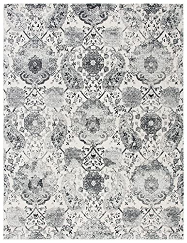 SAFAVIEH Madison Collection 9' x 12' Cream Silver MAD600D Boho Chic Glam Paisley Non-Shedding Living Room Bedroom Dining Home Office Area Rug