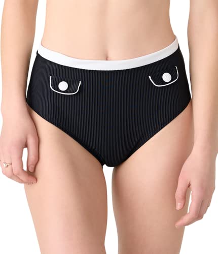 Karl Lagerfeld Paris Women's Standard Swim Bikini Bottom, Suede Black, Medium