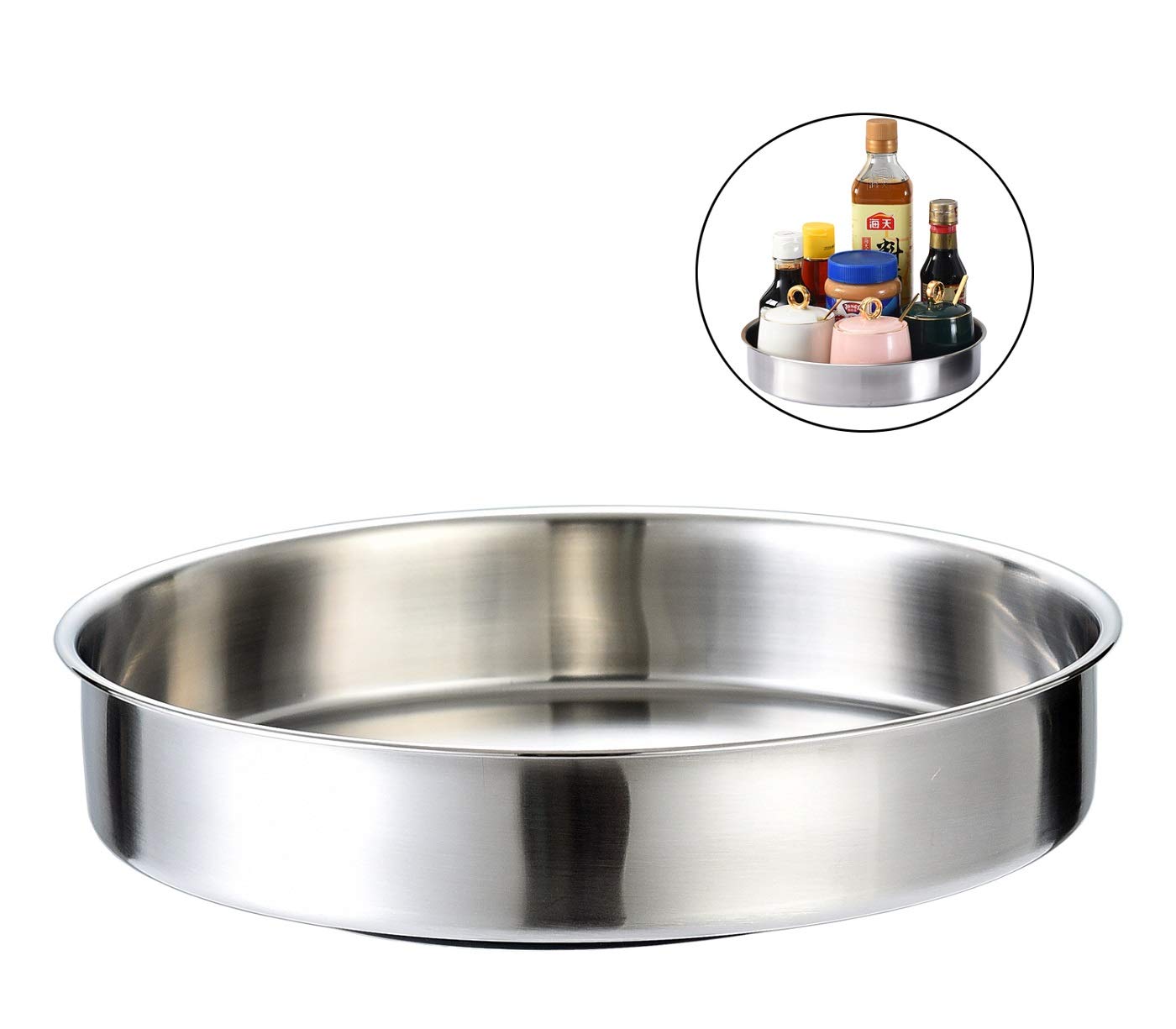 Lazy Susan Spice Rack Organizer for Cabinet, Rotating Tray Turntable Storage Container Stainless steel for Kitchen Pantry, Countertop, Table (9”)