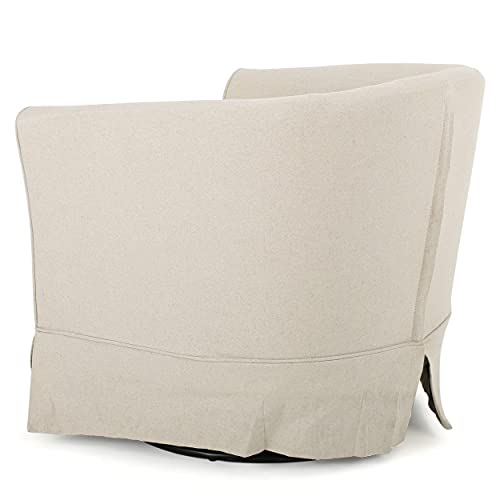 Christopher Knight Home Cecilia Swivel Chair with Loose Cover, Natural Fabric, Dimensions: 28.74”D x 27.50”W x 27.17”H