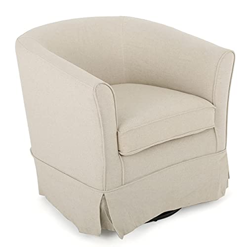 Christopher Knight Home Cecilia Swivel Chair with Loose Cover, Natural Fabric, Dimensions: 28.74”D x 27.50”W x 27.17”H