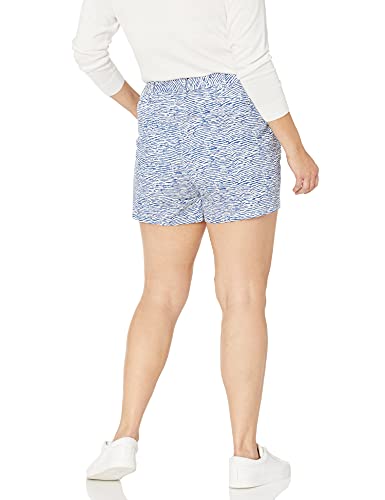 Amazon Essentials Women's 5 Inch Inseam Stretch Chino Short With Pockets (Available in Plus Size), Blue White Ripple Print, 20 Plus