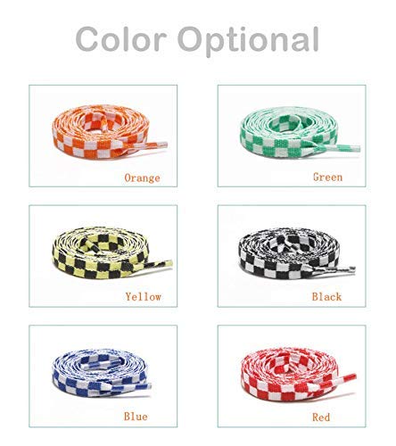 Juipniss Fashion Sneaker Shoe Laces Colors Checkered Grid Flat Printing Shoelaces (45'' colored)