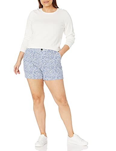 Amazon Essentials Women's 5 Inch Inseam Stretch Chino Short With Pockets (Available in Plus Size), Blue White Ripple Print, 20 Plus