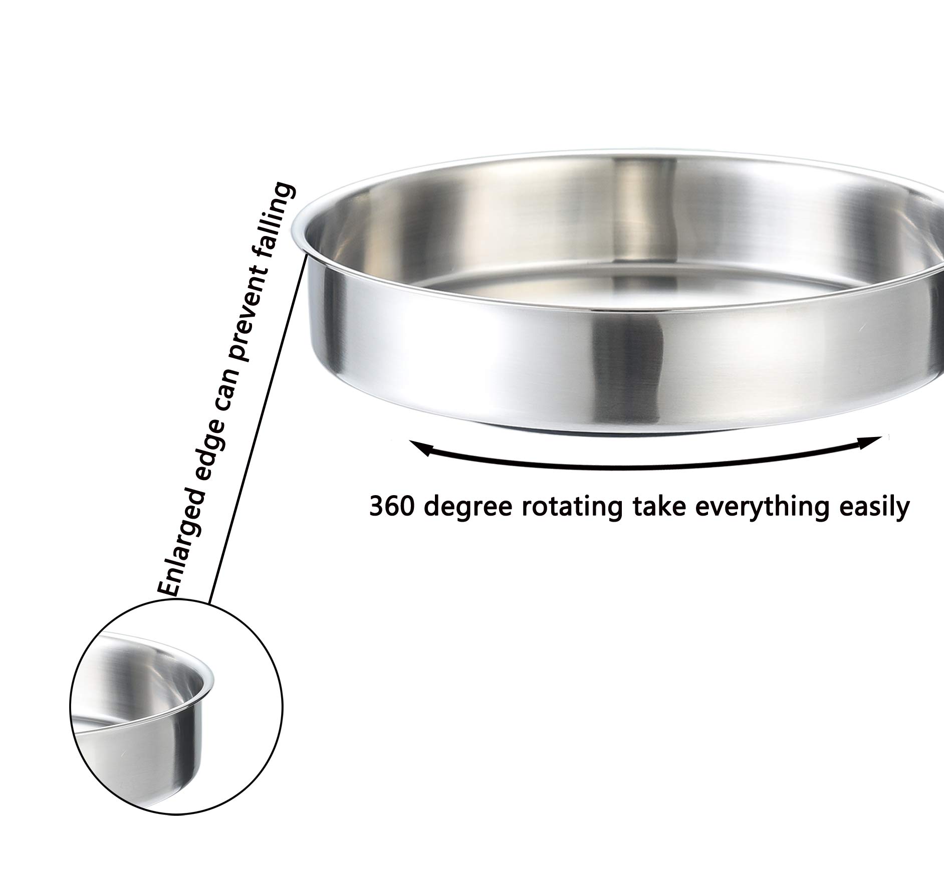 Lazy Susan Spice Rack Organizer for Cabinet, Rotating Tray Turntable Storage Container Stainless steel for Kitchen Pantry, Countertop, Table (9”)